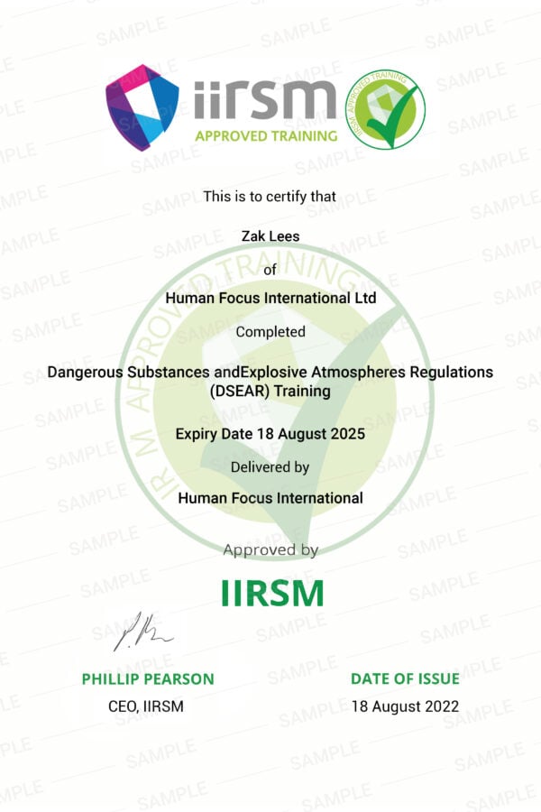 DSEAR Training | Online Course & Certificate | Human Focus