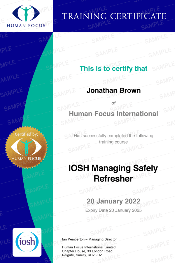 IOSH Managing Safely Refresher | Online Training Course | Human Focus