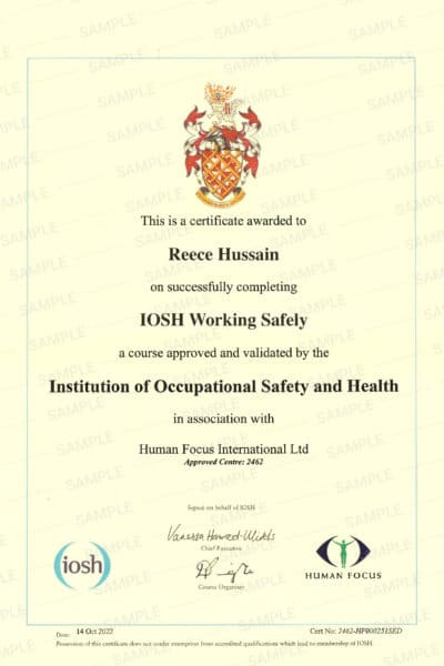 IOSH Working Safely | Online Course | Human Focus