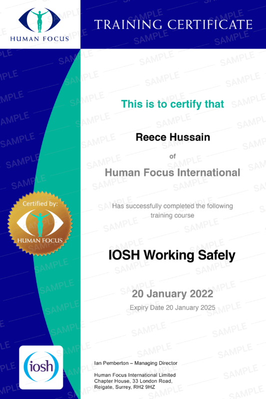 IOSH Working Safely | Online Course | Human Focus